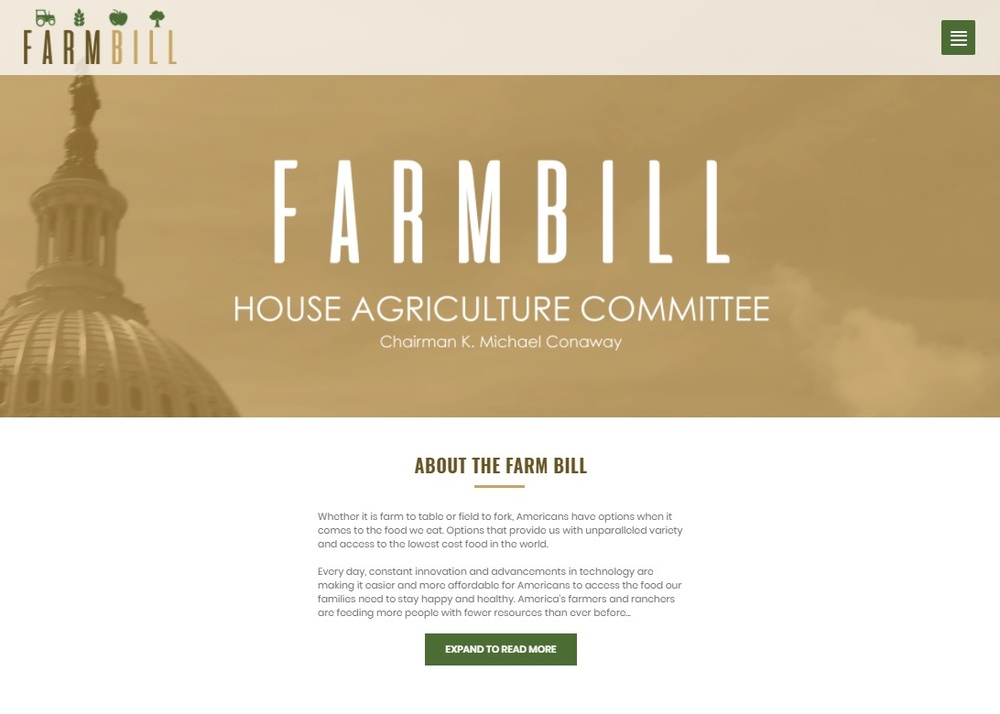 House Agriculture Committee launches Farm Bill webpage, videos ...
